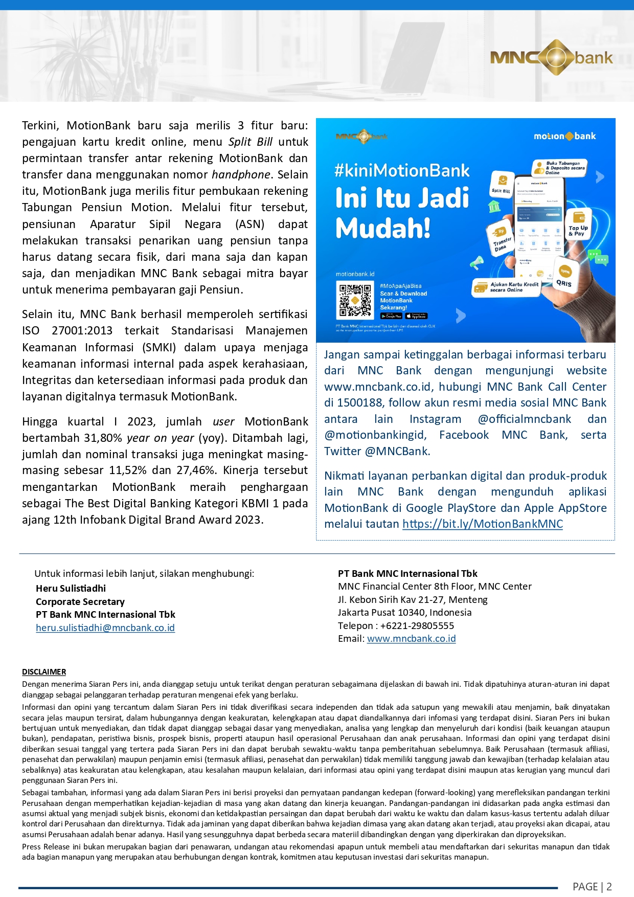 MotionBanking Kini Menjadi MotionBank - MNC