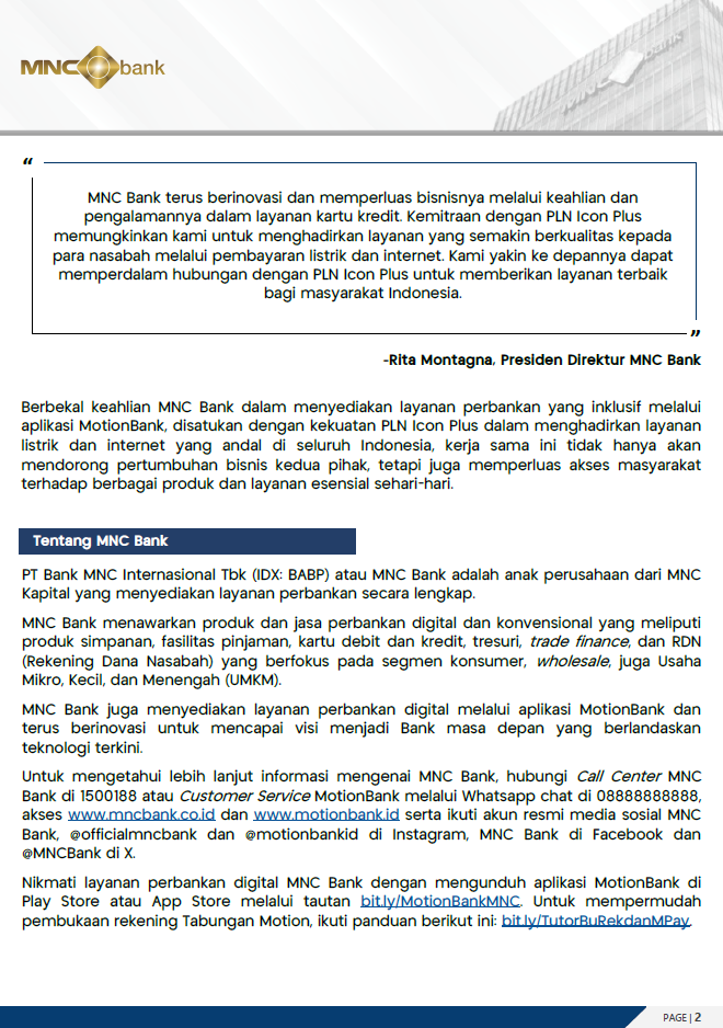 PT Bank MNC Internasional Tbk. - MNC
