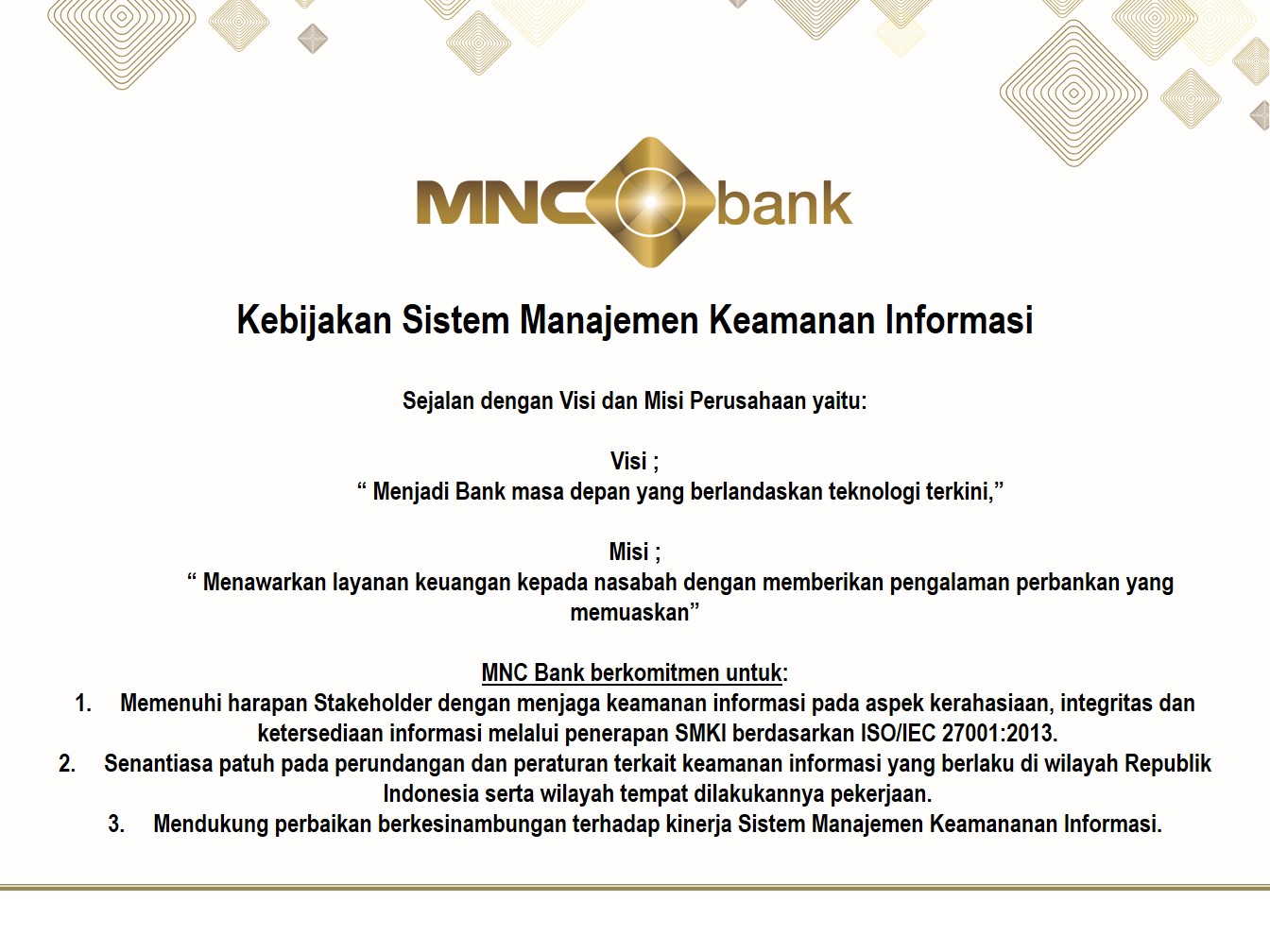 PT Bank MNC Internasional Tbk. - MNC PT Bank MNC Internasional Tbk. - MNC